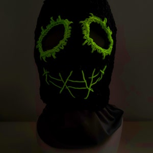 Neon Mask, Neon Balaclava, Gray Green Party Mask, Glow in the Dark Mask ...