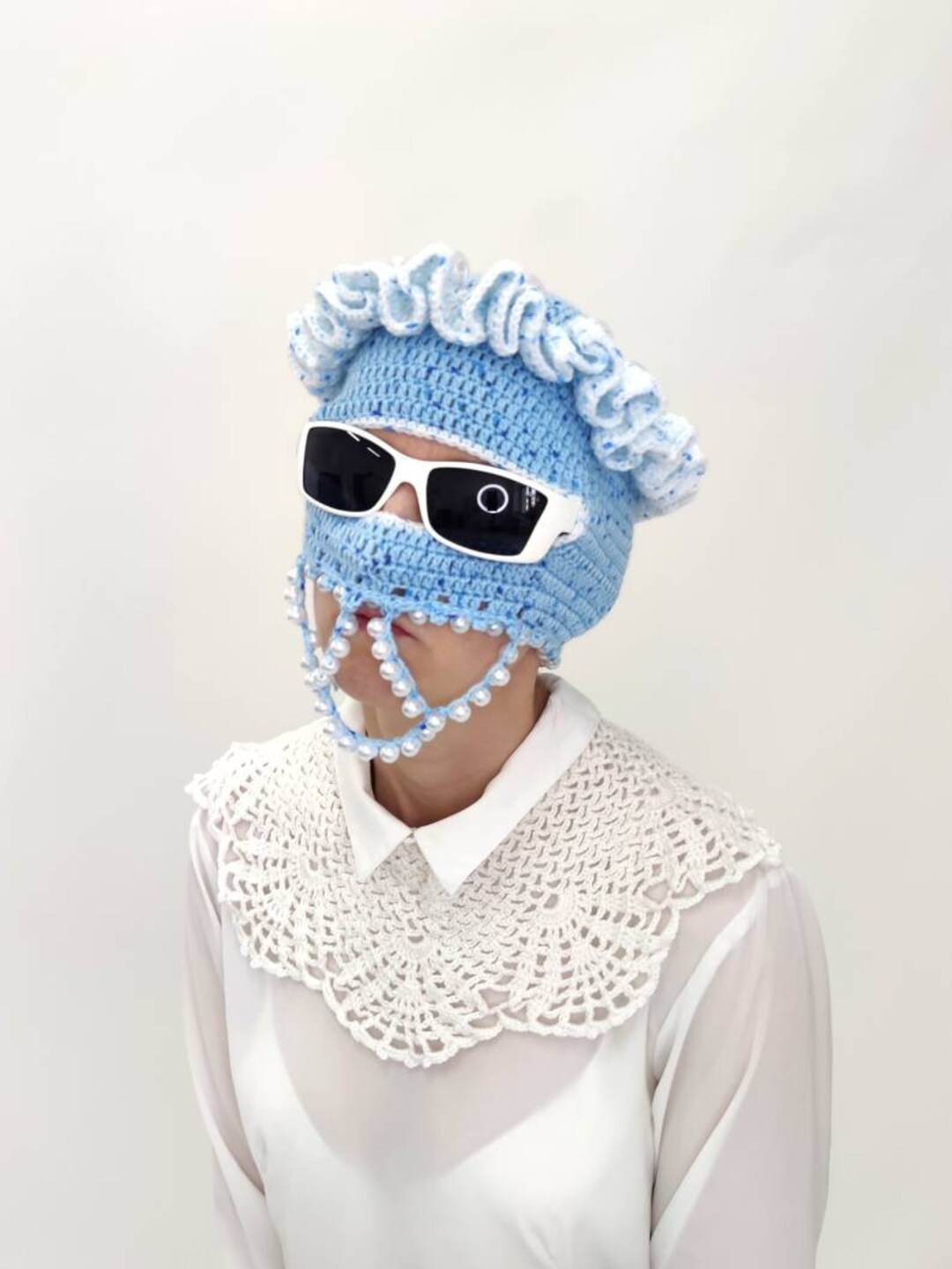 Balaclava, Mask, Womens Mens Royal Balaclava, Crochet Sky Blue Mask ...