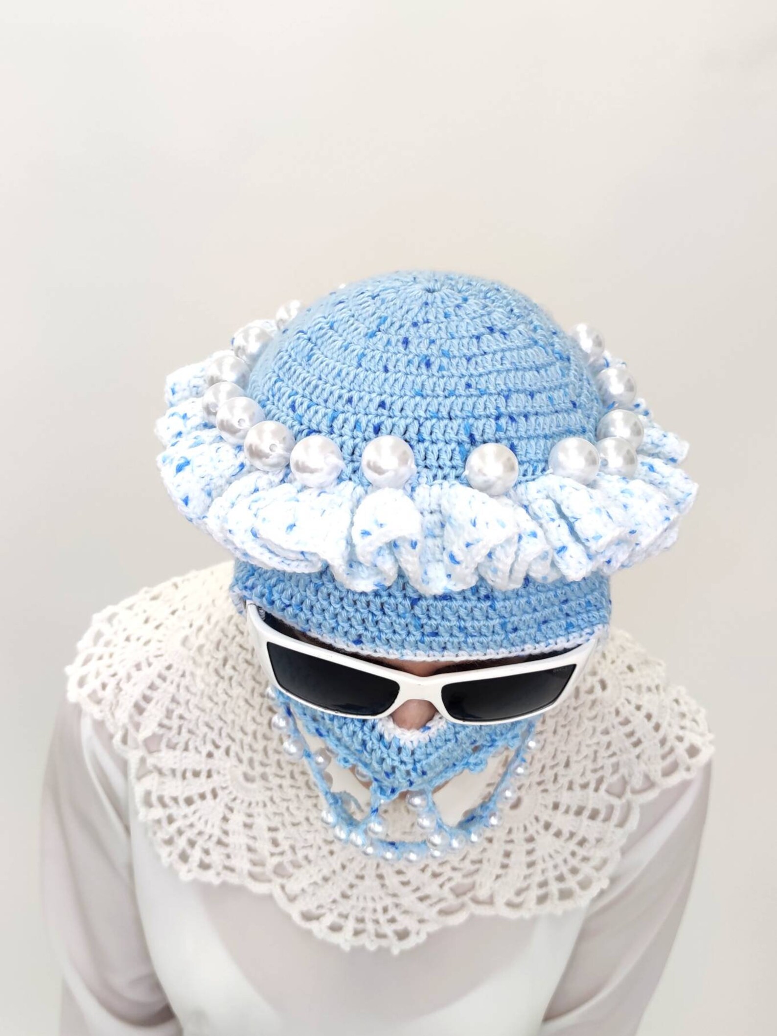 Balaclava, Mask, Womens Mens Royal Balaclava, Crochet Sky Blue Mask ...