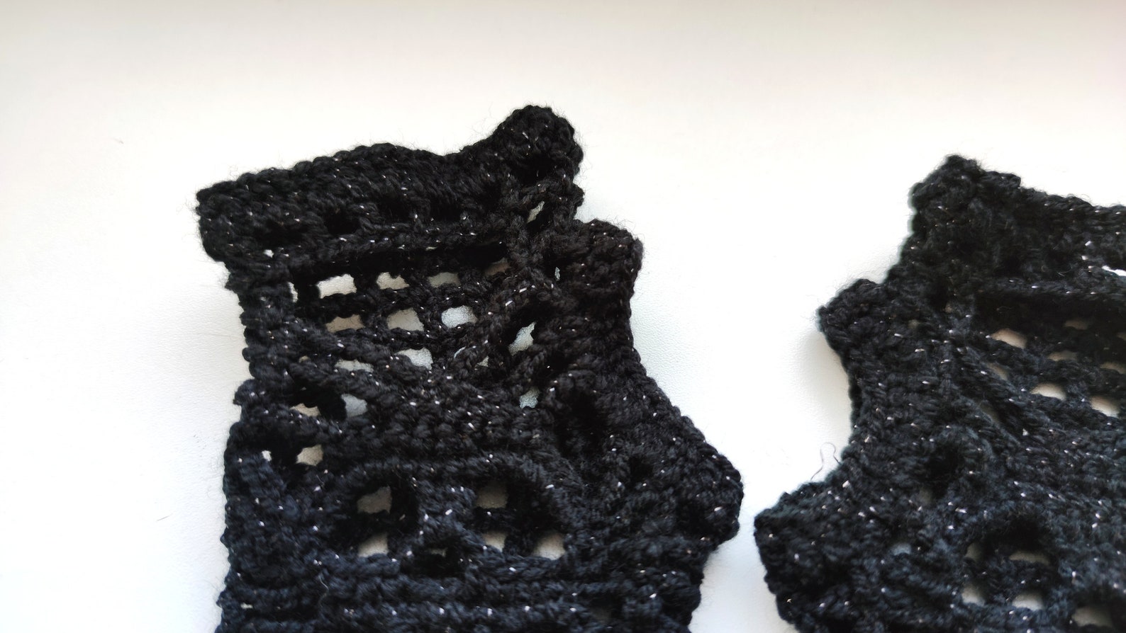 Skull Black Gloves, Gothic Metalic Silver Black Gloves, Skull Crochet ...