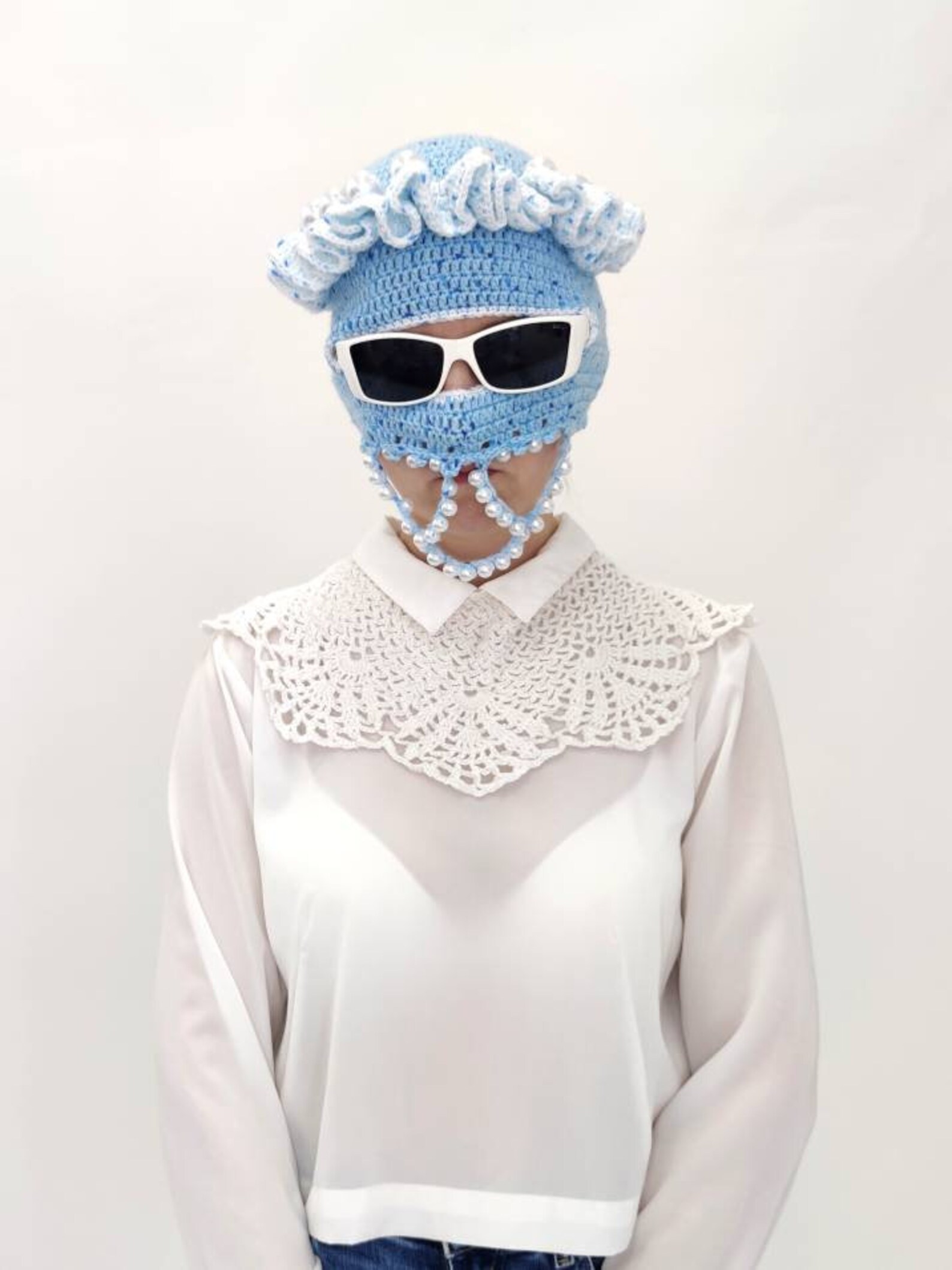 Balaclava, Mask, Womens Mens Royal Balaclava, Crochet Sky Blue Mask ...