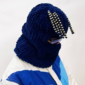 Mask, Dreadlocks Balaclava, Dreadlocks Mask, Blue Gold Knit Mask ...