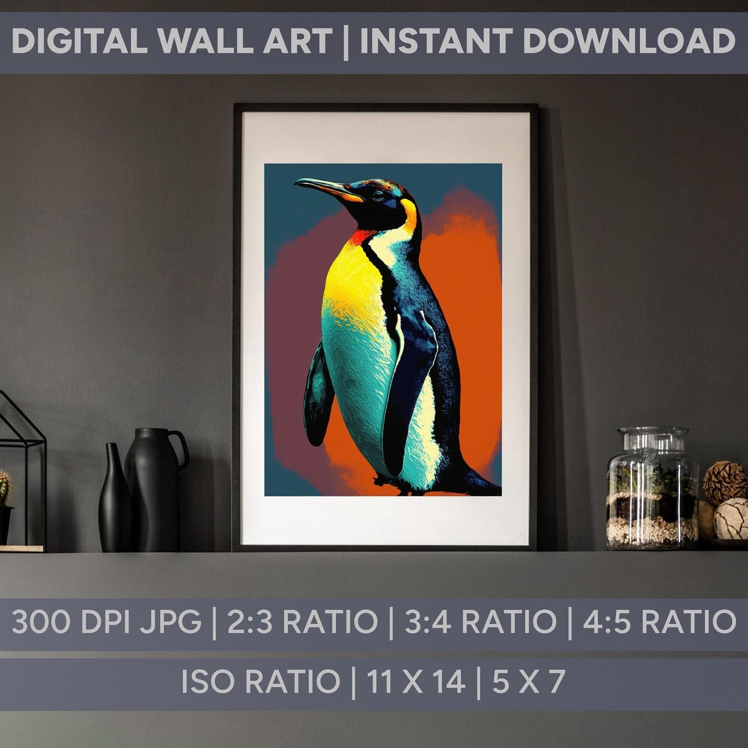 Penguin Pop Art Digital Painting No. 1 Printable Wall Art, Instant ...