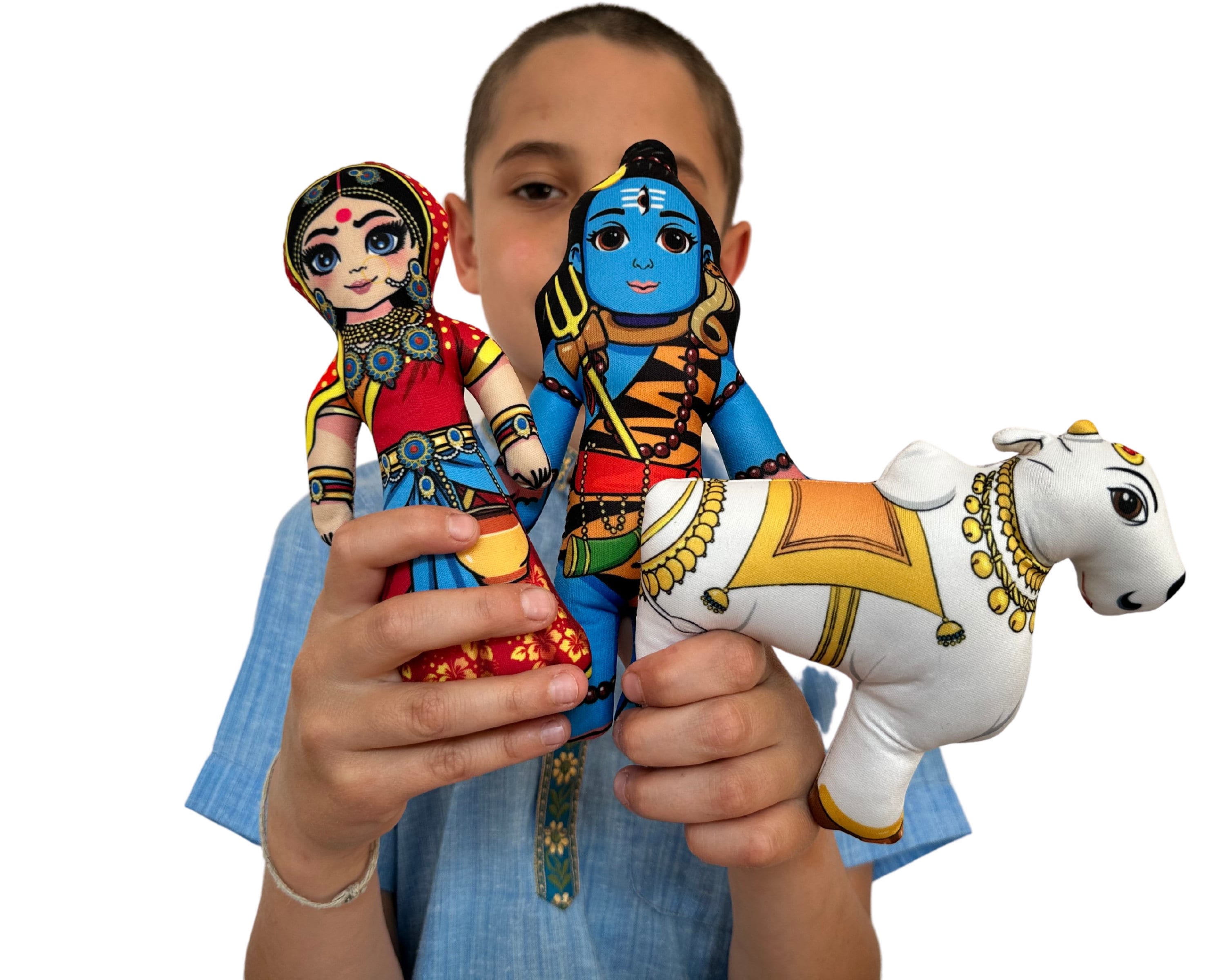 Parvati Shiva Nandi Soft Dolls Cute Vaishnava Toys for Kids 7.8 Inches ...