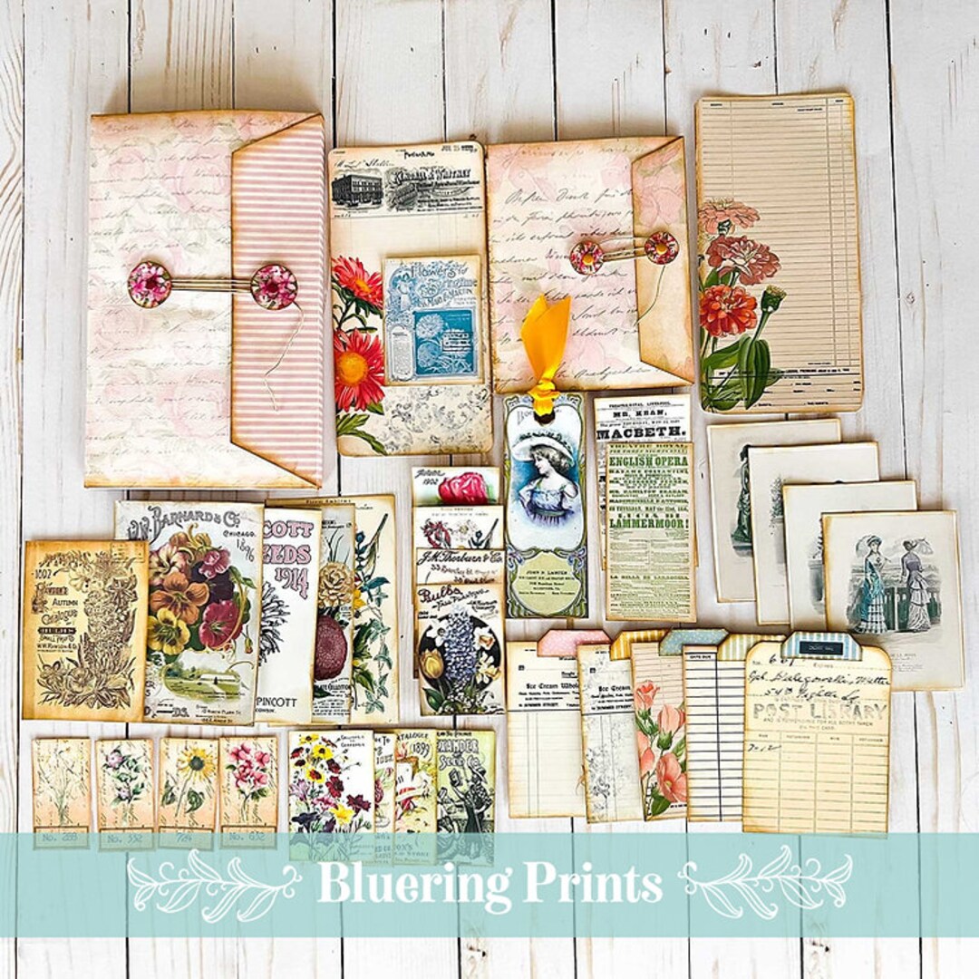 Hazel Junk Journal Folio Kit: Vintage Ephemera, Papercraft (digital ...