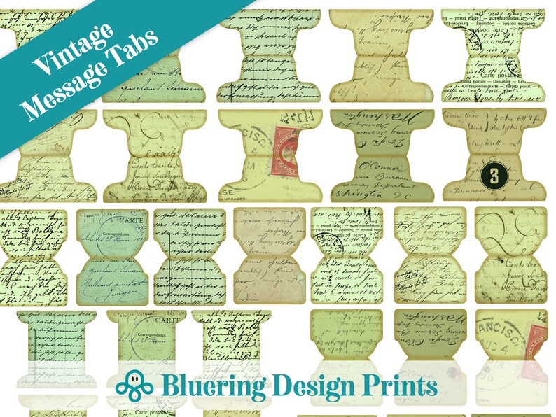 Vintage Message Tabs Digital Junk Journal Printable - Etsy