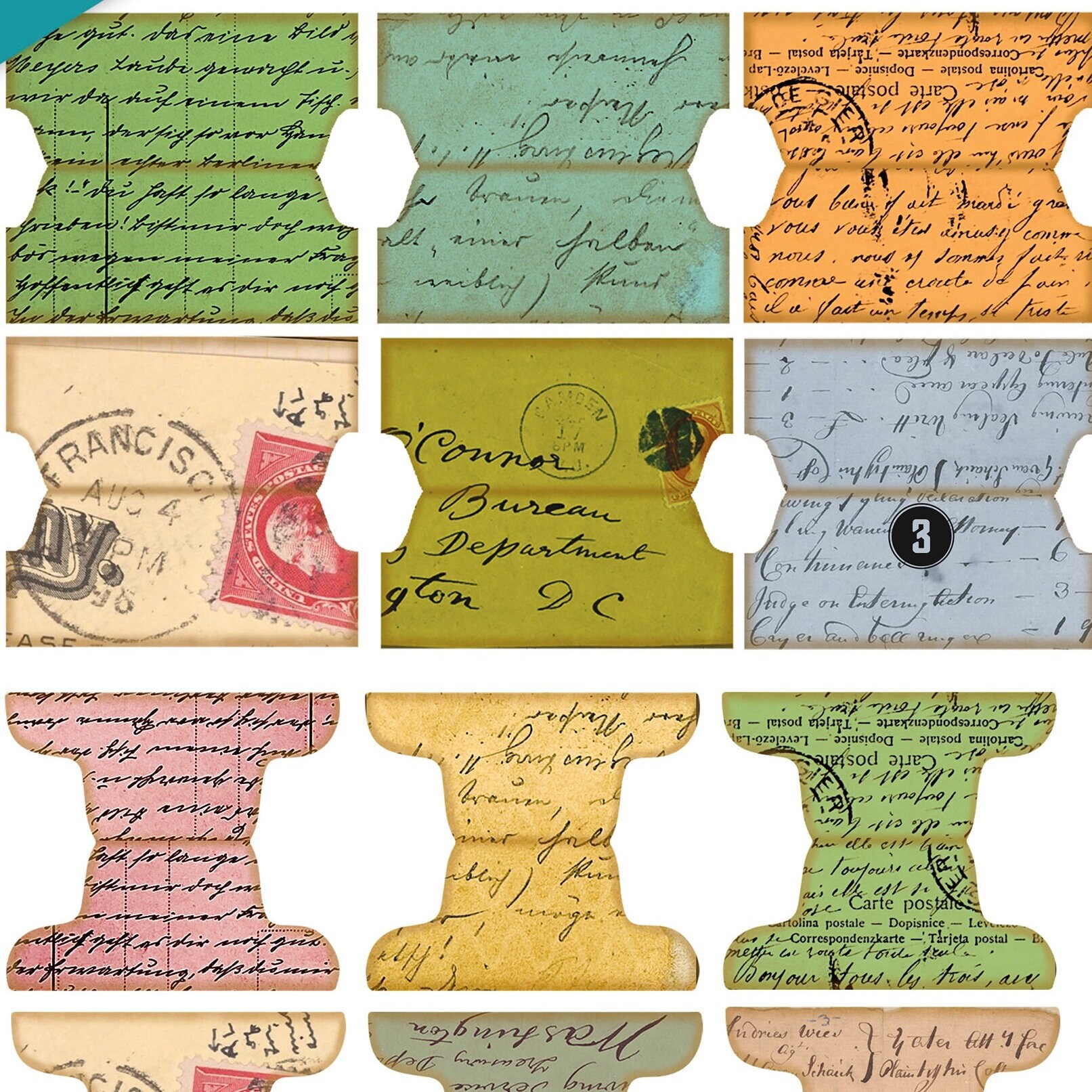 Vintage Message Tabs | Digital Junk Journal | Printable Ephemera ...