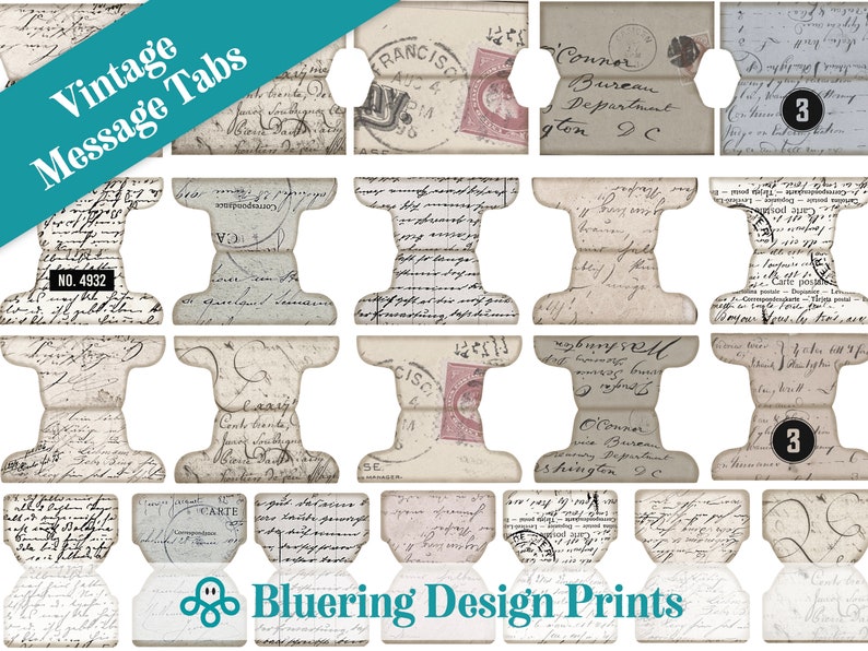 Vintage Message Tabs Digital Junk Journal Printable - Etsy