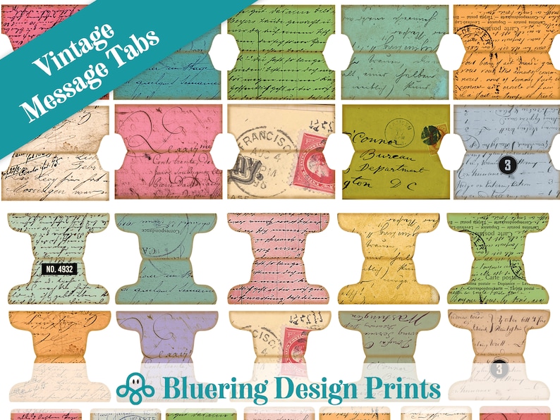 Vintage Message Tabs Digital Junk Journal Printable - Etsy