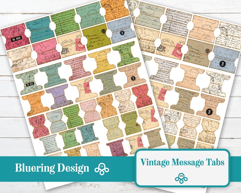 Vintage Message Tabs Digital Junk Journal Printable - Etsy