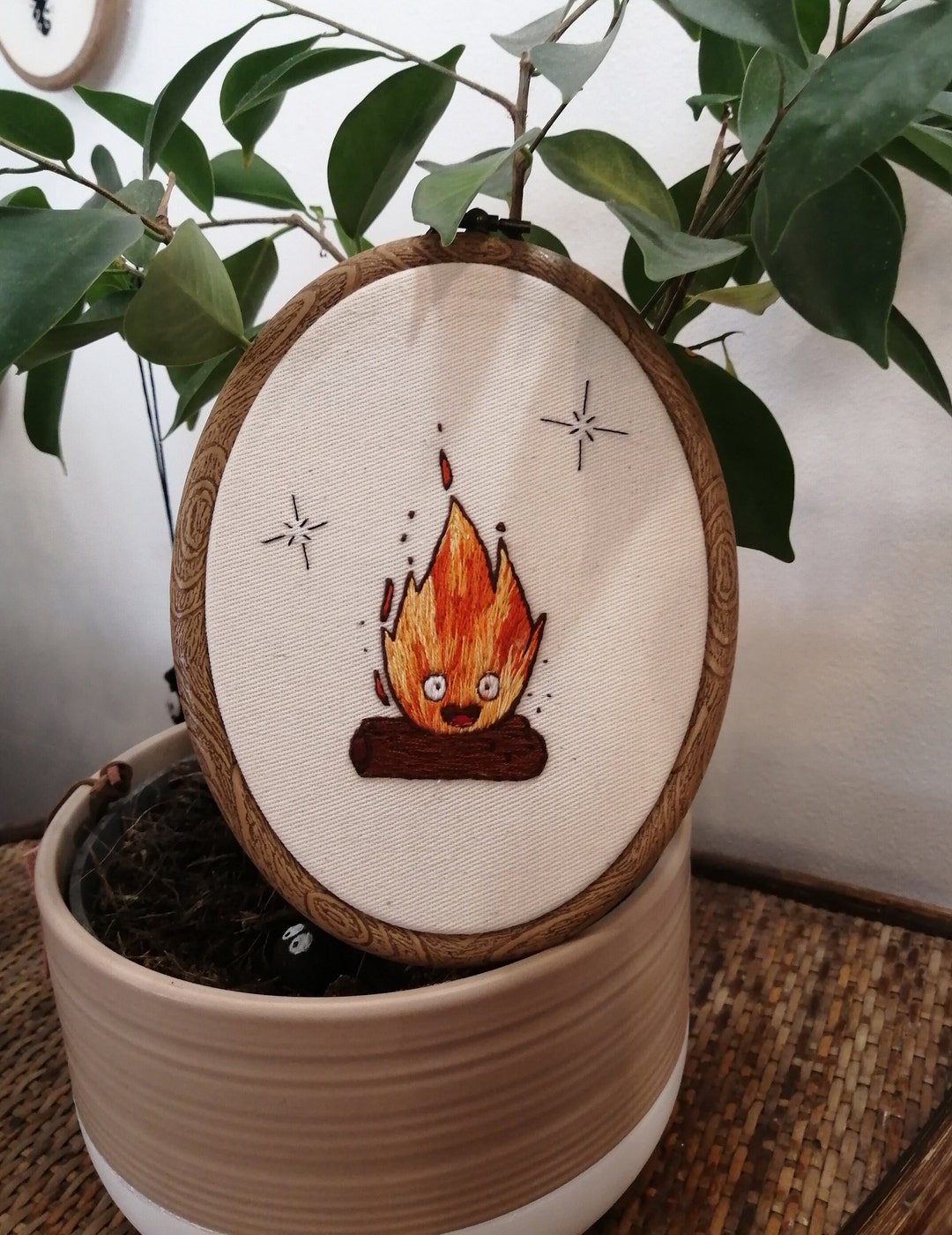 Decorative Embroidery Calcifer Howl's Moving Castle Howl's Moving ...