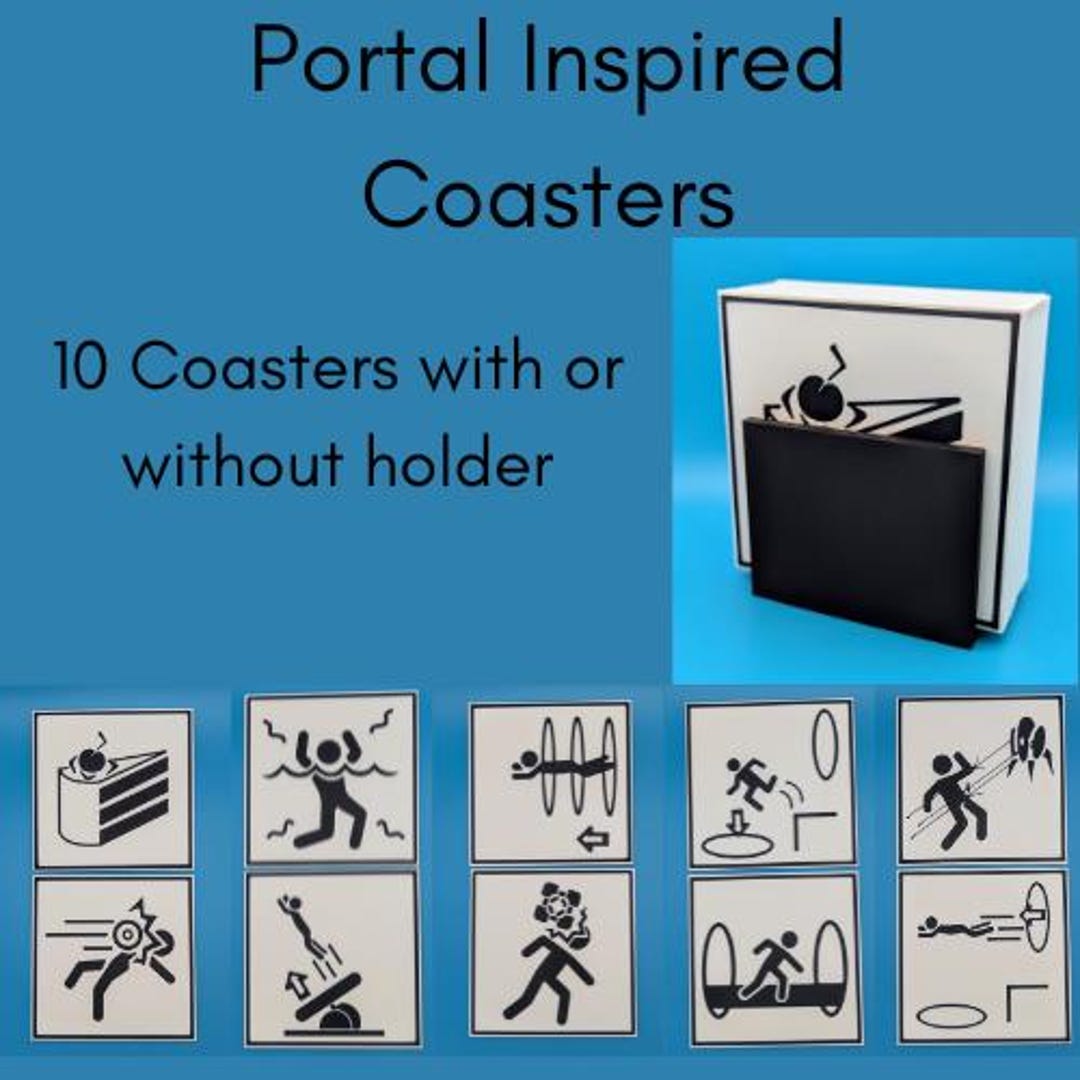 Portal Game Coasters – 3D Printed Aperture Science Symbols – Geeky ...