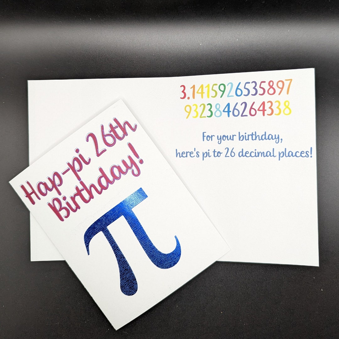 Pi Math Birthday Card With Metallic Foil, Customize With Birthday ...