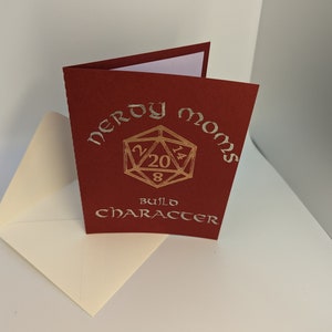 Dnd or RPG Metallic Foil Mother's Day Card With D20 - 'nerdy Moms Build ...