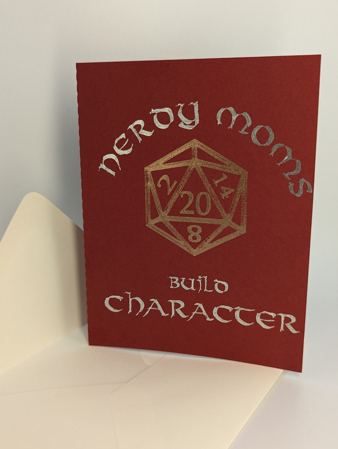Dnd or RPG Metallic Foil Mother's Day Card With D20 - 'nerdy Moms Build ...