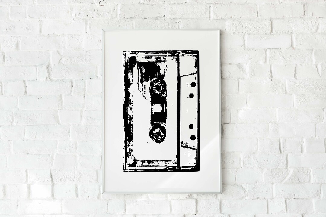Digital Cassette Poster Retro Vintage Black White Black and - Etsy