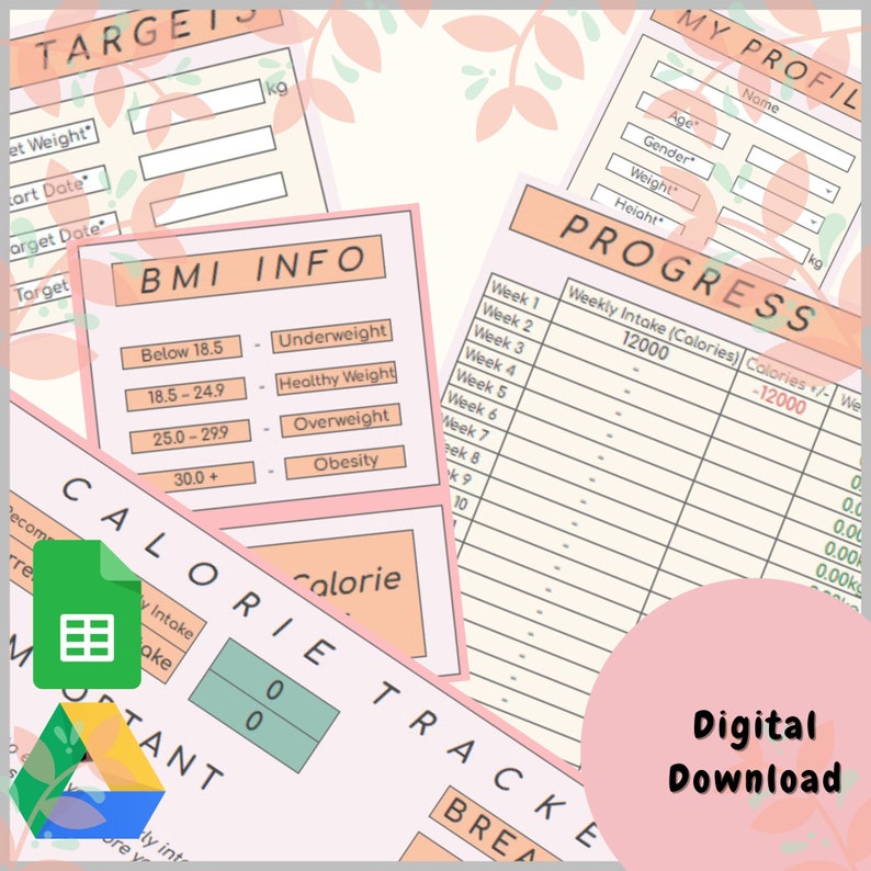 Calorie Counter • Calorie Journal• Tracker • Weight Loss Tracker ...