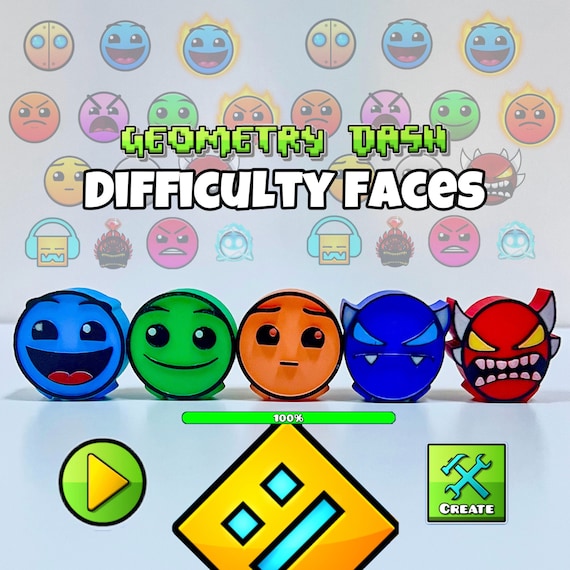 Difficulty Faces, Geometry Dash toys, 3D printed cubes, Geometry - masla.mk