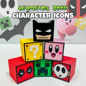 Character Icons, Geometry Dash Toys, 3D Printed, Geometry Dash Icons ...