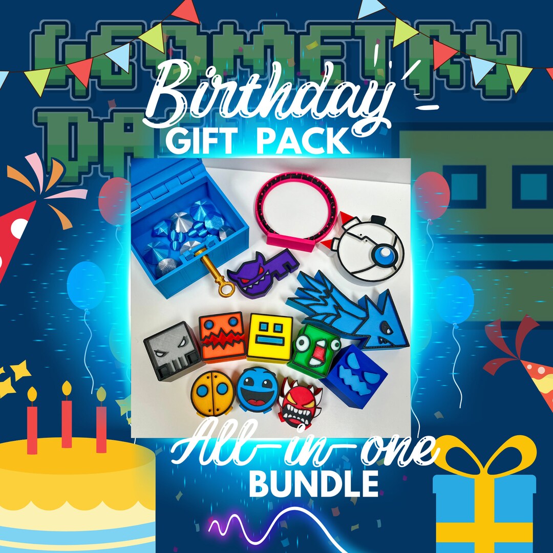 Birthday Bundle, Geometry Dash Gift Pack, 3D Printed Toys, All in One ...