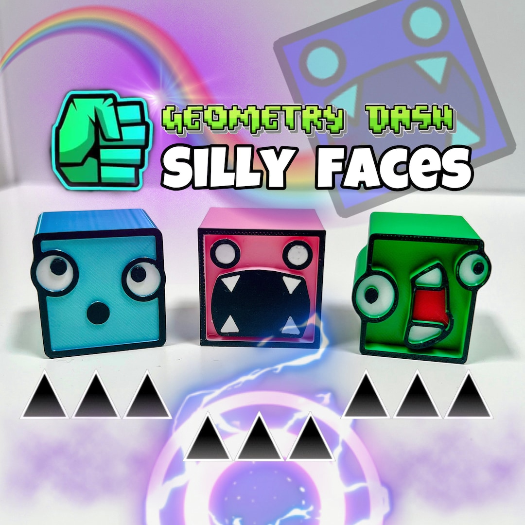 Silly Face Icons, Geometry Dash Toys, 3D Printed, Geometry Dash Icons ...