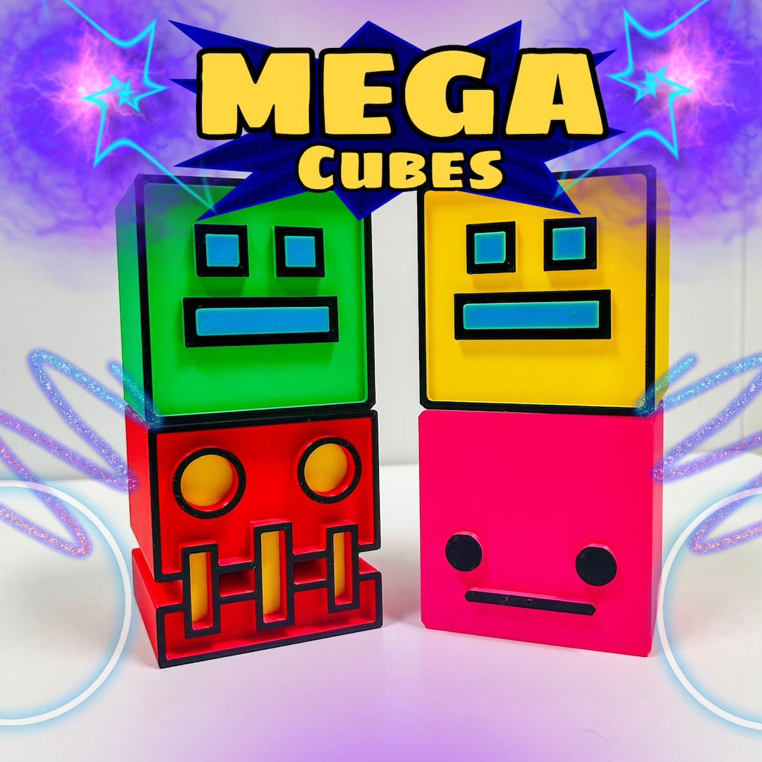 MEGA Cubes, Extra Large Geometry Dash Toys, 3D Printed Cubes, Geometry ...