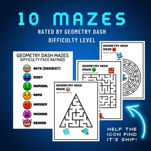 Printable Geometry Dash Mazes, 10-pack, Digital Download, Geometry Dash ...