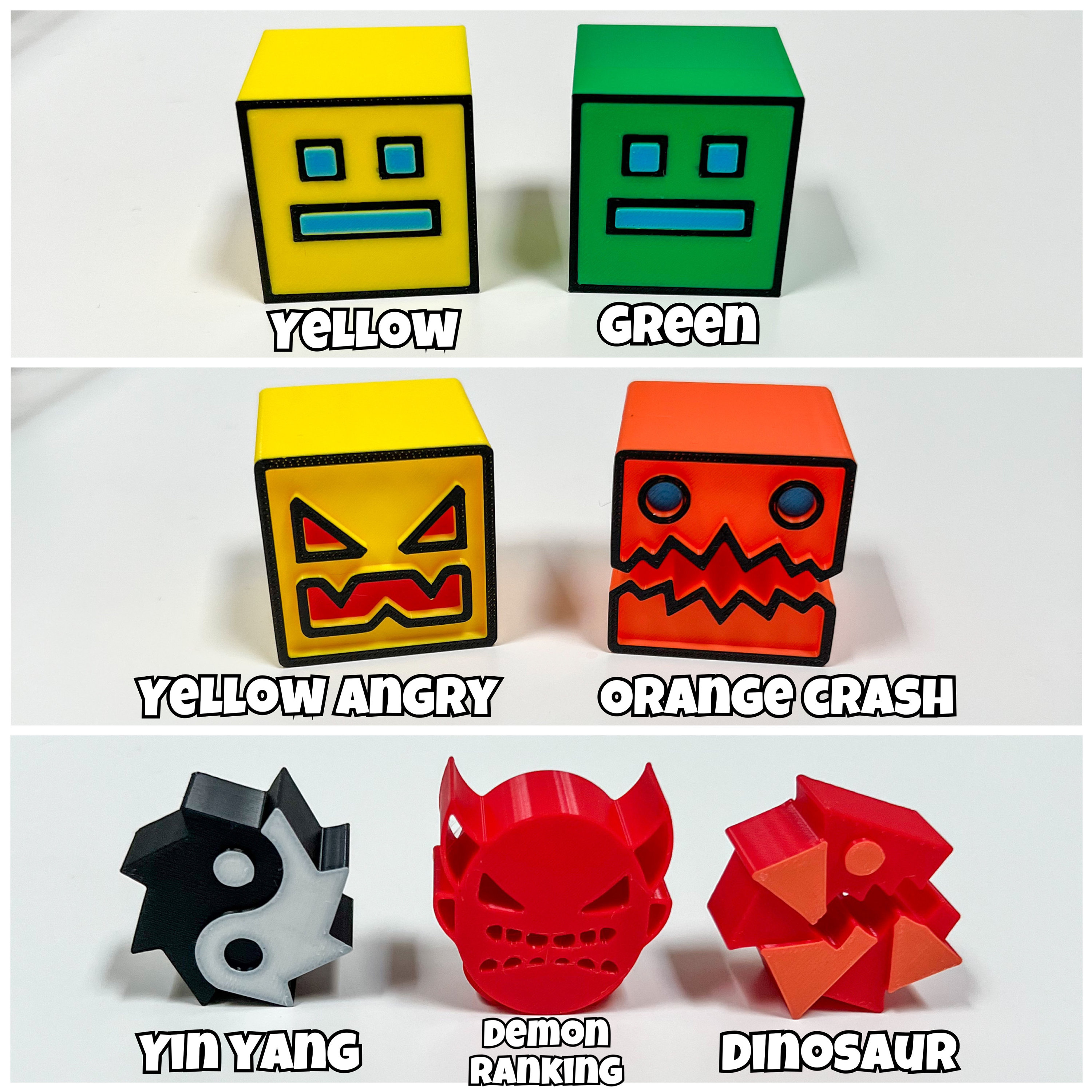Geometry Dash Toys, 3D Printed Cubes, Geometry Dash Icons, Cake Toppers ...