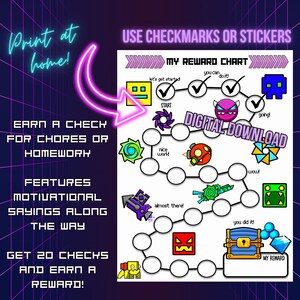 Printable Geometry Dash Reward Chart, Digital Download, Geometry Dash ...