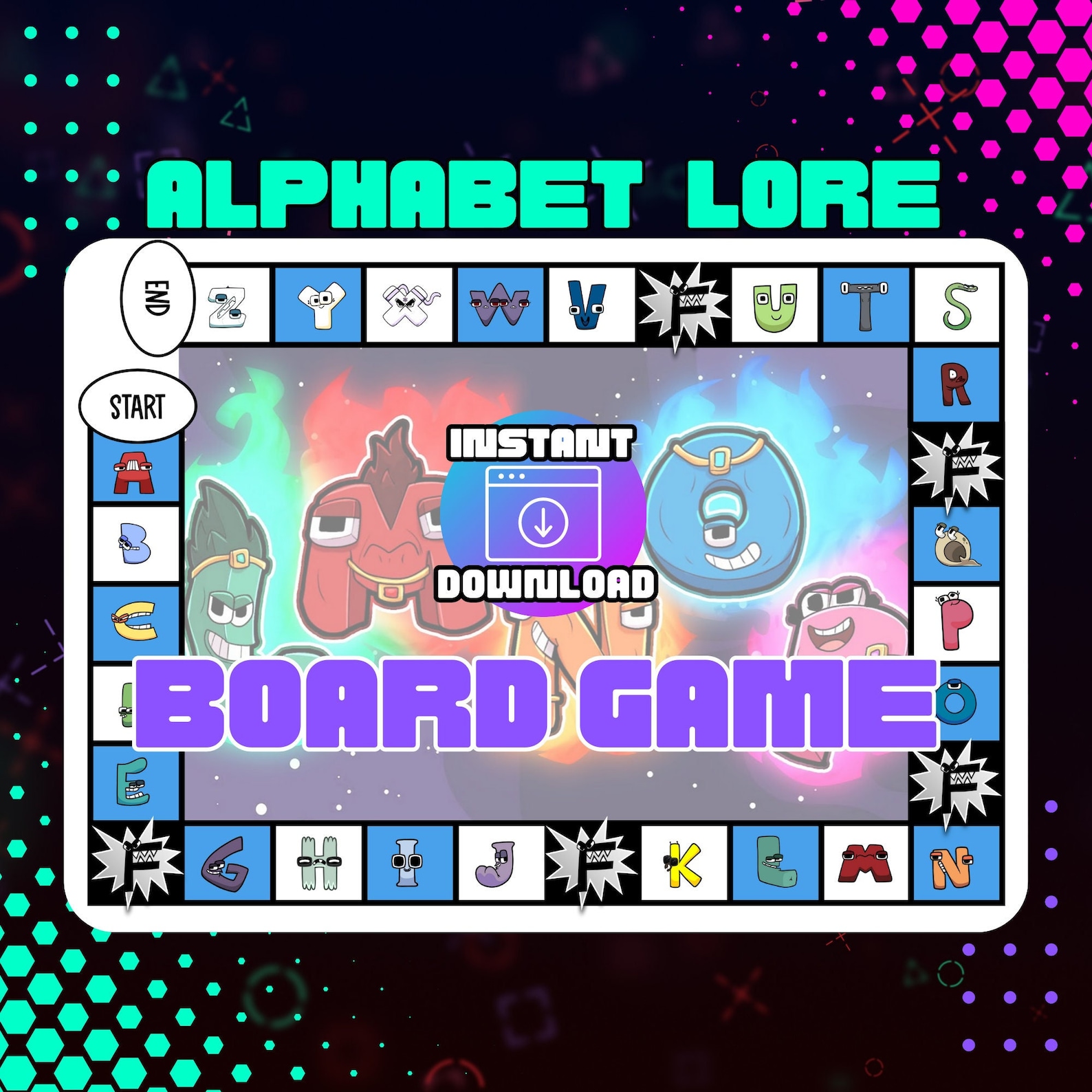 Printable Alphabet Lore Board Game defeat Letter F, Digital Download ...