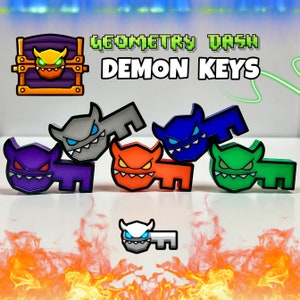 Demon Keys, Geometry Dash Toys, 3D Printed, Geometry Dash Icons, Cake ...