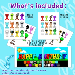 Printable Sprunki Decorations, Digital Download, Sprunki Birthday ...