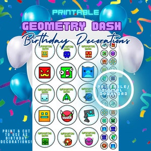 Printable Geometry Dash Decorations, Digital Download, Geometry Dash ...