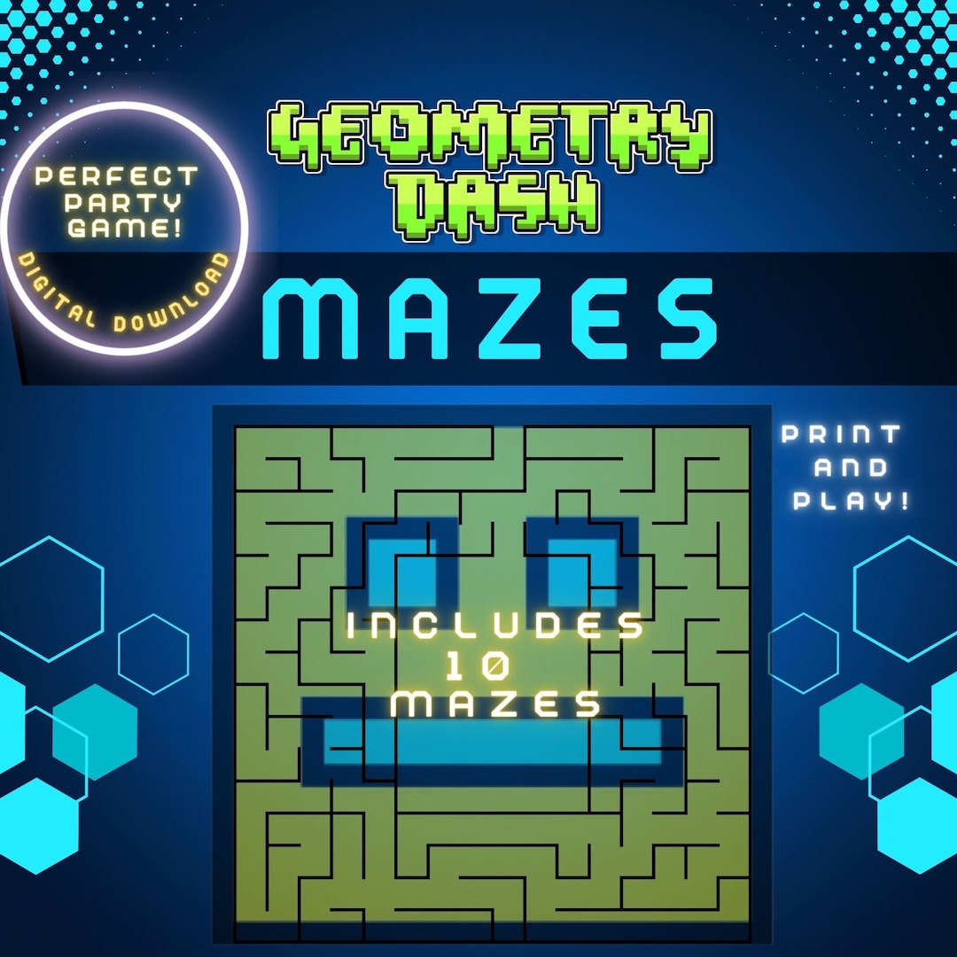 Printable Geometry Dash Mazes, 10-pack, Digital Download, Geometry Dash ...
