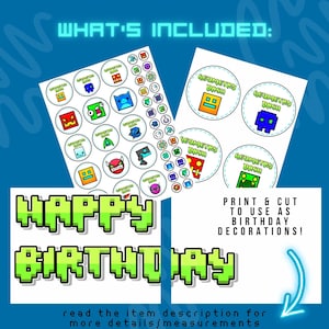 Printable Geometry Dash Decorations, Digital Download, Geometry Dash ...