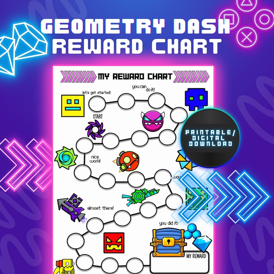 Printable Geometry Dash Reward Chart, Digital Download, Geometry Dash ...