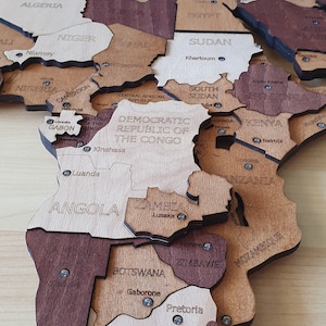 World Map Wood 3D LED, Laser Cut File. SVG, DXF, Ai, LBRN2 Project. 2 M ...