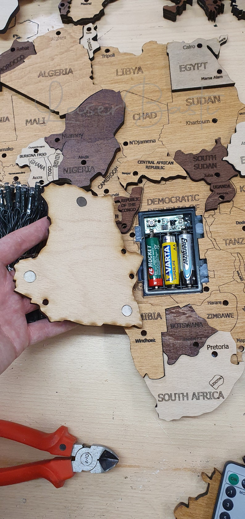 World Map Wood 3D LED, Laser Cut File. Svg,dxf,ai, LBRN2 Project. 2m X ...