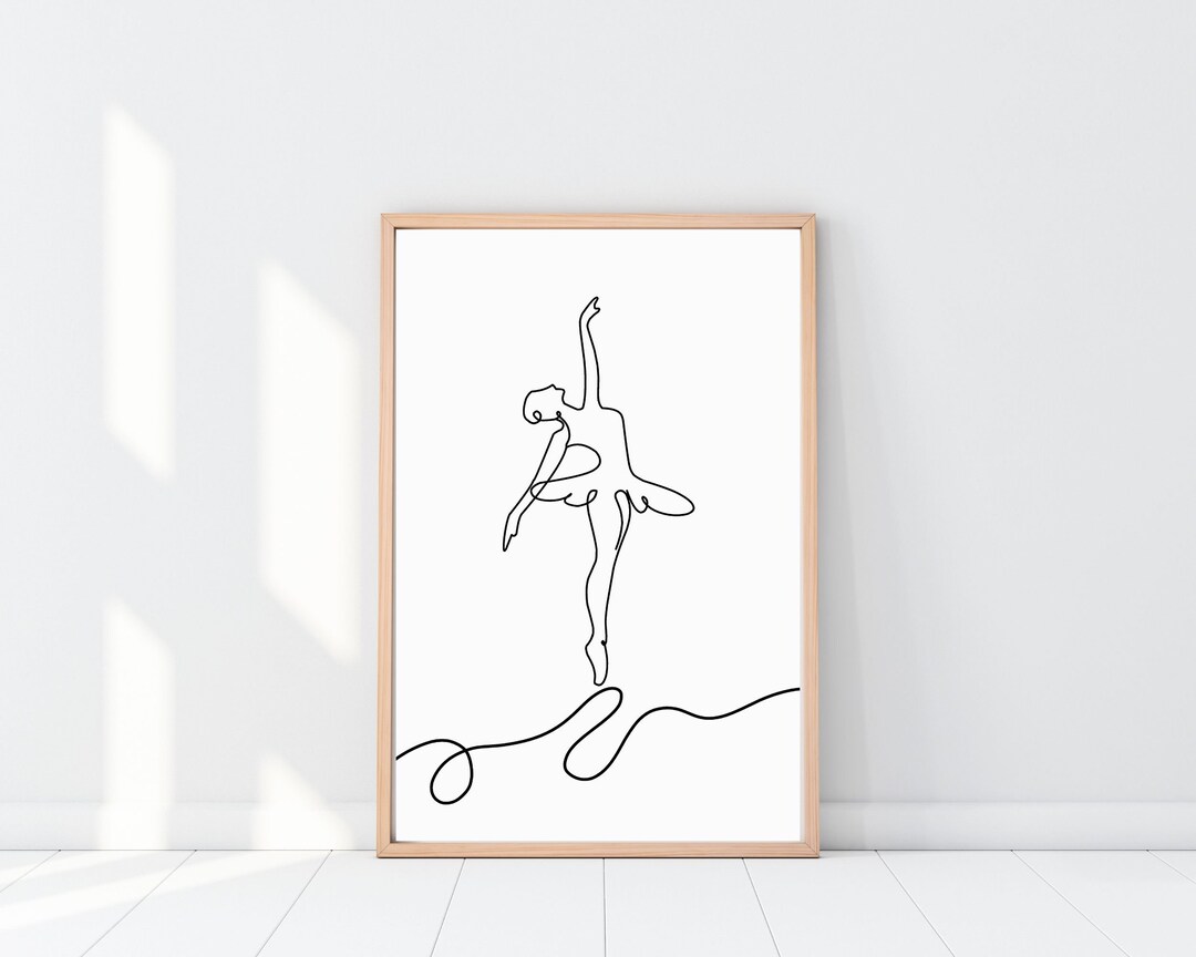 Ballerina Line Art Poster, Ballet Pose Print, Elegant Wall Print ...