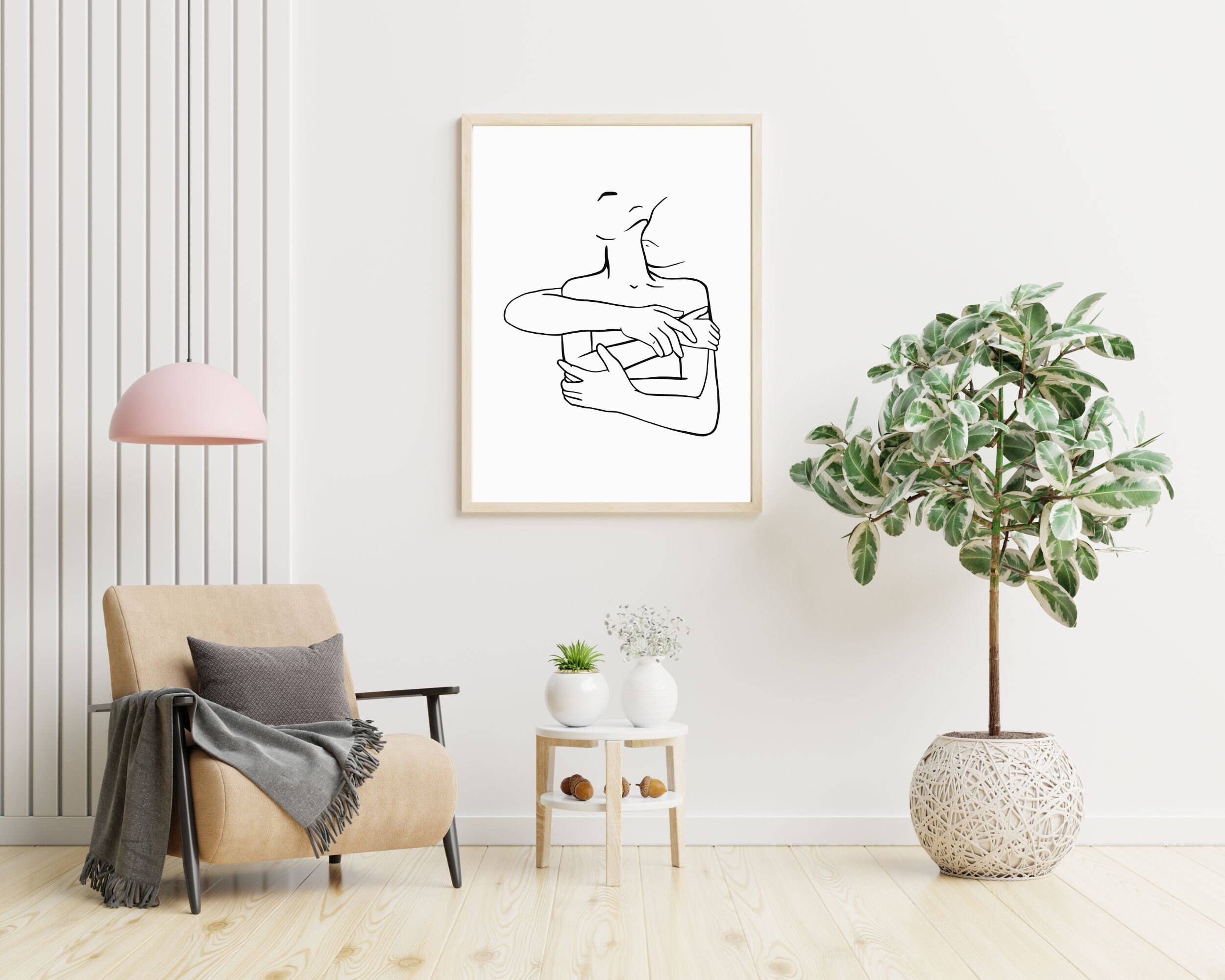 Abstract Couple Line Art, Couple One Line Poster, Hug Line Art ...