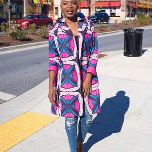 Colorful Print Long Jacket. African Print Jacket for Women. Midi Length ...