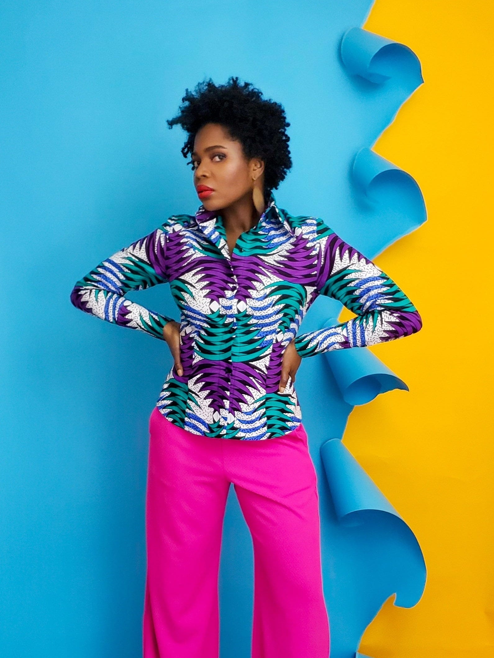 Colorful African Print Button Down Women's Shirt for Work. - Etsy