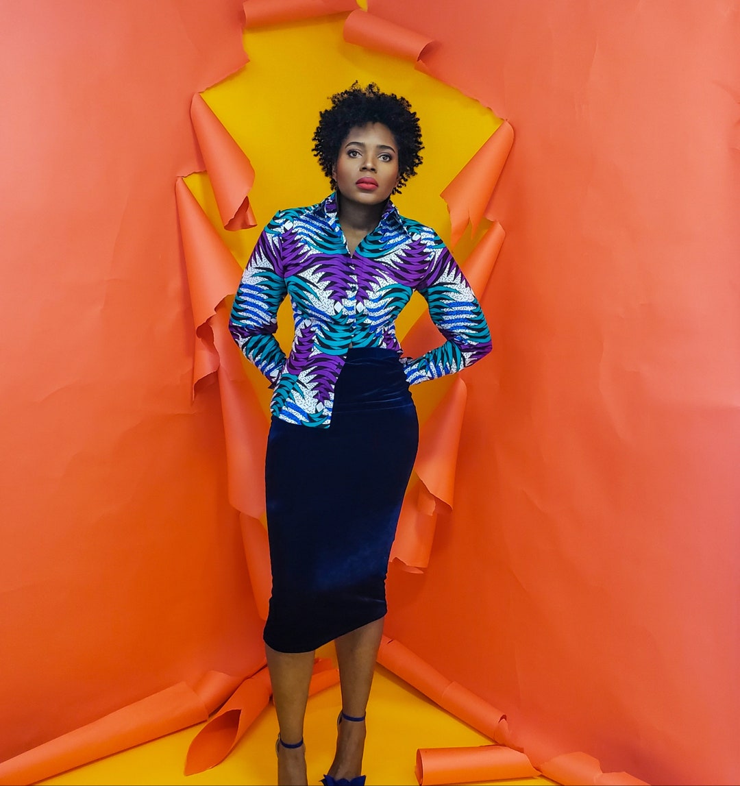 Colorful African Print Button Down Women's Shirt for Work. - Etsy