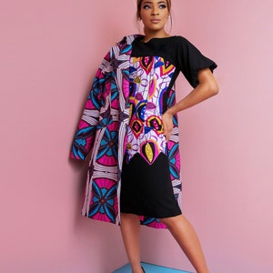 Colorful Print Long Jacket. African Print Jacket for Women. Midi Length ...