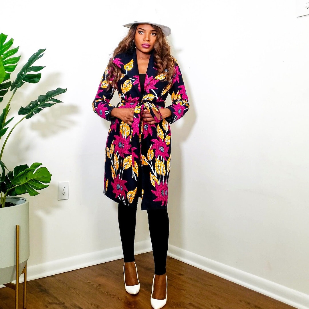 African Print Jacket Ankara Multicolor Jacket for Women Midi Length ...
