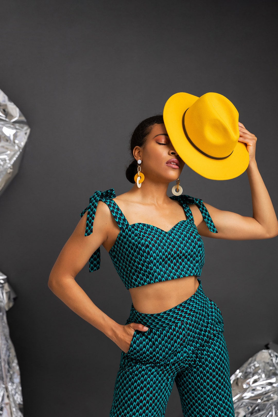 Teal African Print Crop Top Etsy
