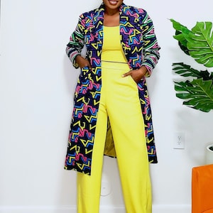 Colorful African Print Belted Jacket: Women's Lightweight Midi Coat - Etsy
