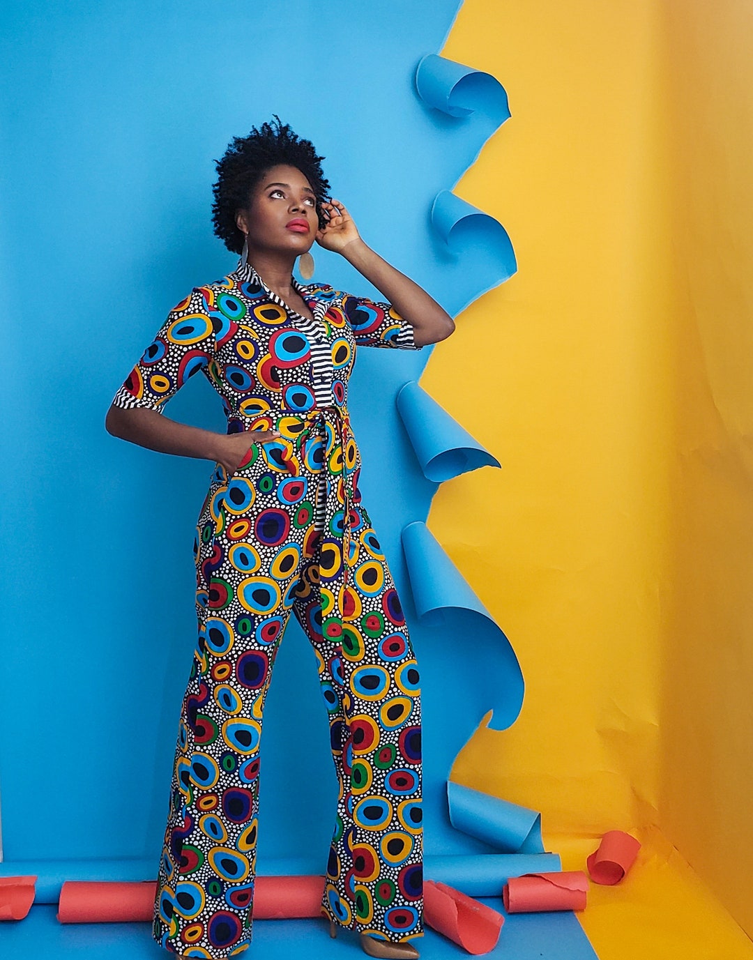 Colorful Ankara Print Jumpsuit. Multicolor Women's Jumper in African ...