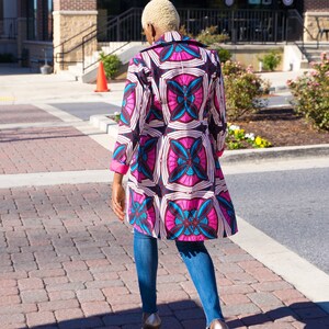 Colorful Print Long Jacket. African Print Jacket for Women. Midi Length ...
