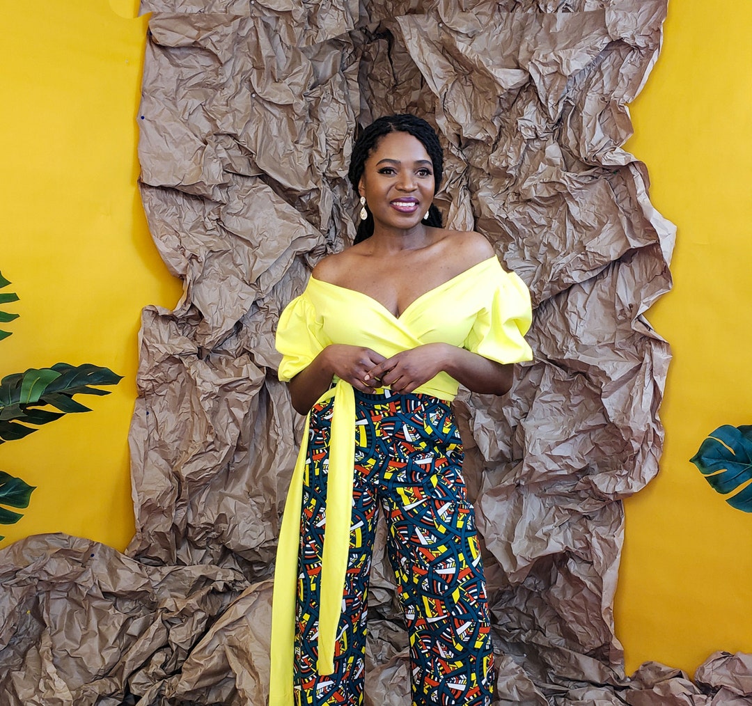 Yellow Wrap Top. Yellow Top for Women. Yellow Puffy Sleeve Top. Ballon ...